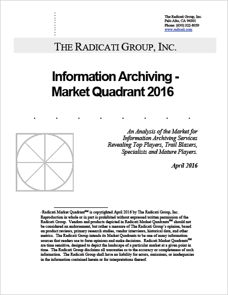 Radicati Information Archiving | Smarsh 2016 Top Player | Smarsh